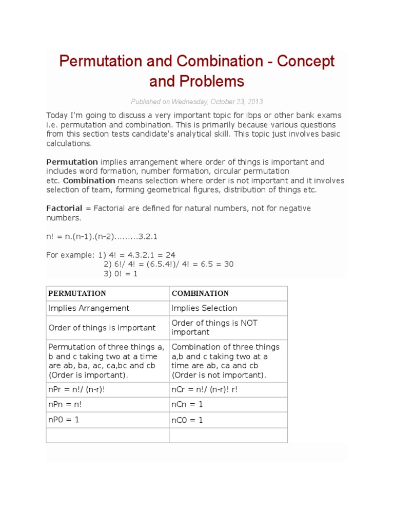 Permutation and Combination | Download Free PDF | Permutation | Alphabet