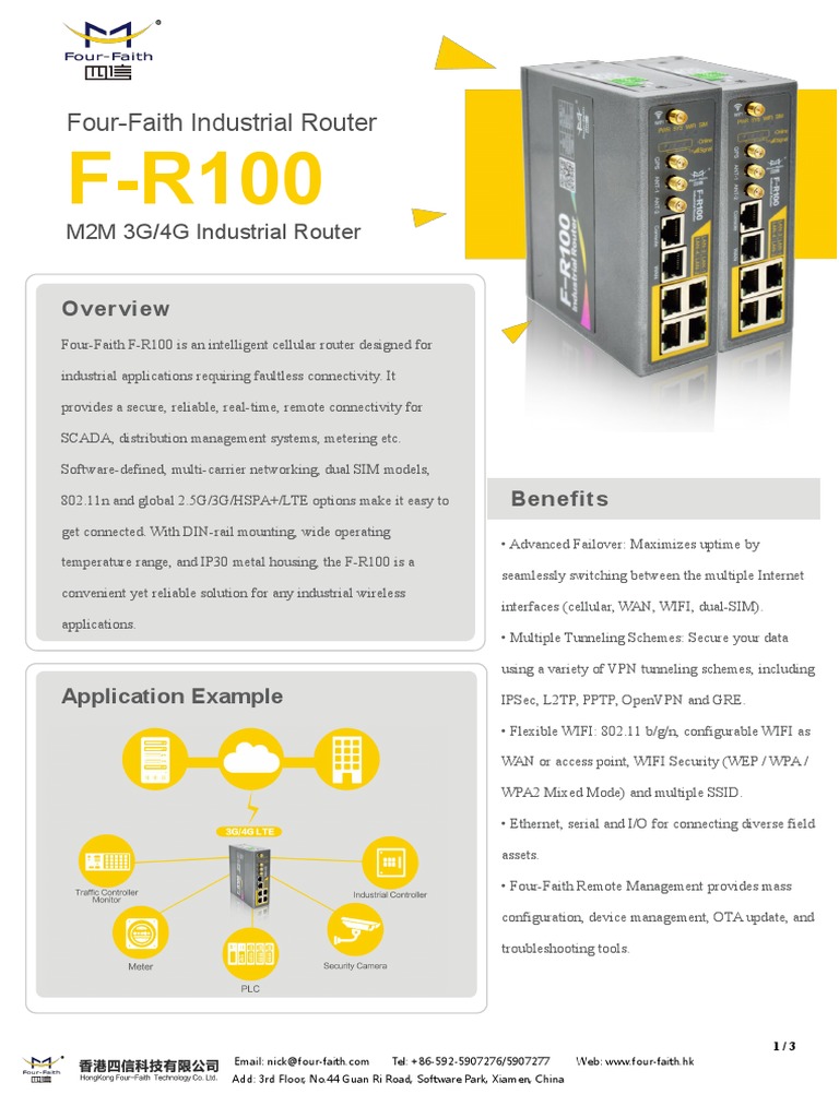 Four-Faith F-R100 Industrial Router Specs | PDF | Wi Fi | High Speed ...