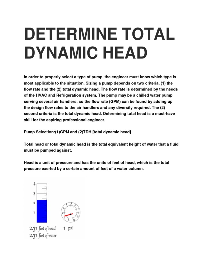 Determine Total Dynamic Head | Home Appliance | Pump