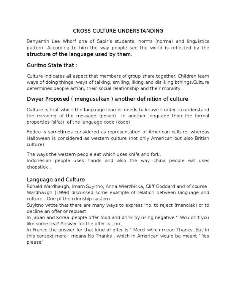 Cross Culture Understanding | PDF | Friendship | Gender