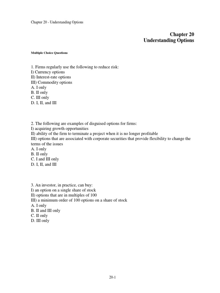 Chapter 20 - Understanding Options | PDF