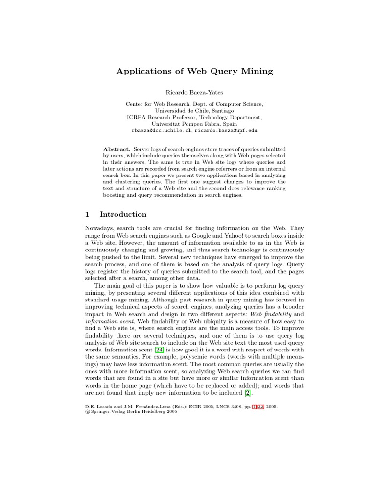 Web Query Mining Pdf Web Search Engine Information Retrieval 