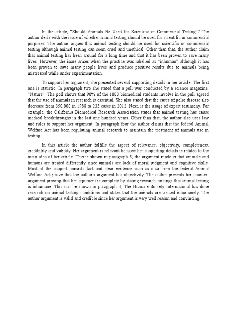 An Analysis of the Arguments For and Against Animal Testing for ...