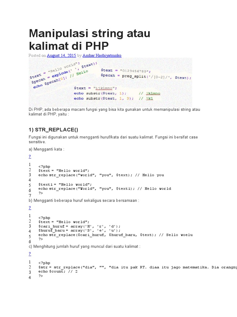 Manipulasi String Atau Kalimat Di PHP | PDF