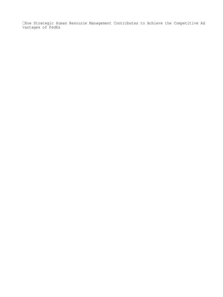 Fedex Strategic HRM | PDF | Human Resource Management | Competitive ...