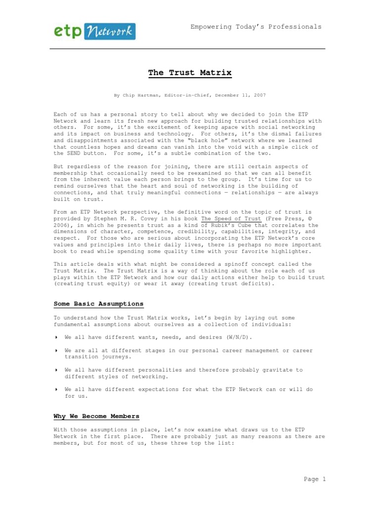 The Trust Matrix: Empowering Today's Professionals | Download Free PDF ...