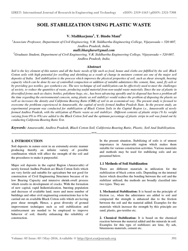 Soil Stabilization Using Plastic Waste | PDF