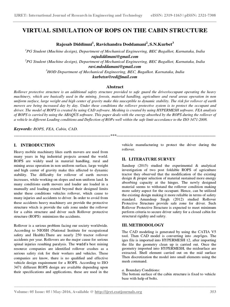 ROPS Simulation for Tractor Cabin Safety | PDF | Traffic Collision ...