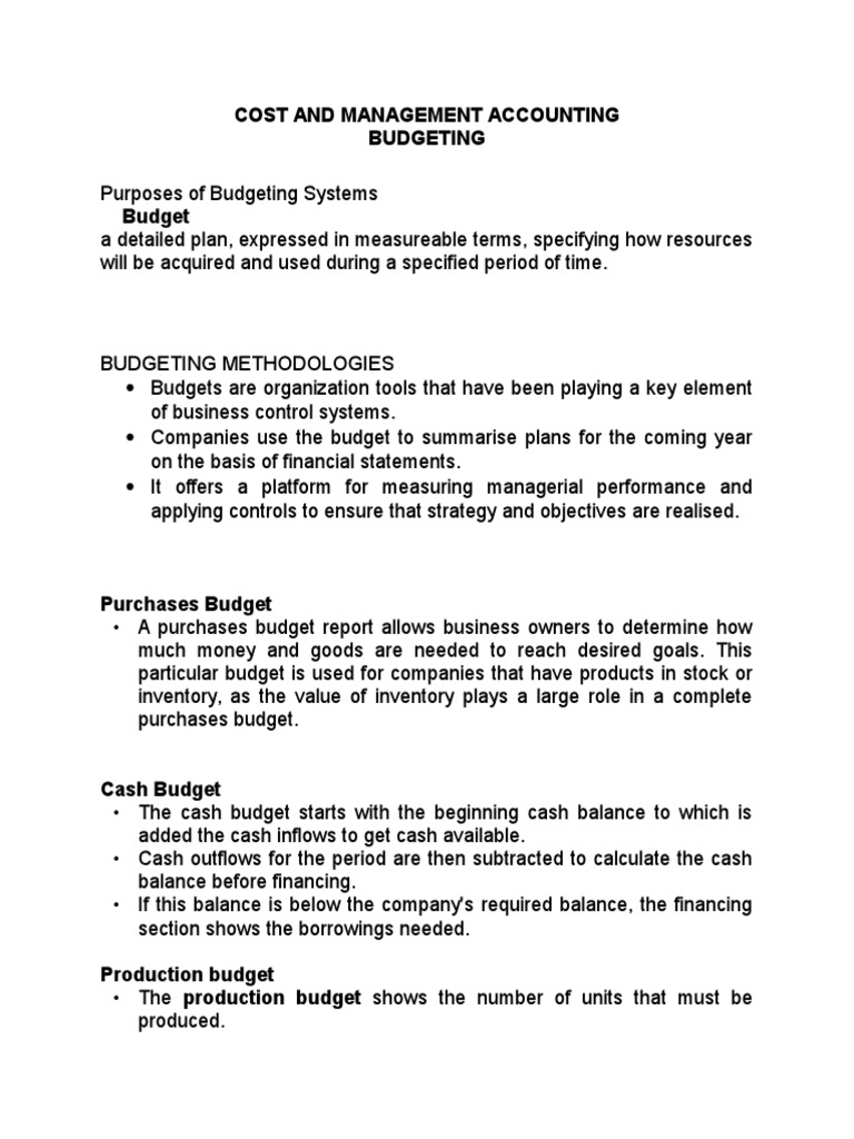Budgeting | PDF | Inventory | Management Accounting