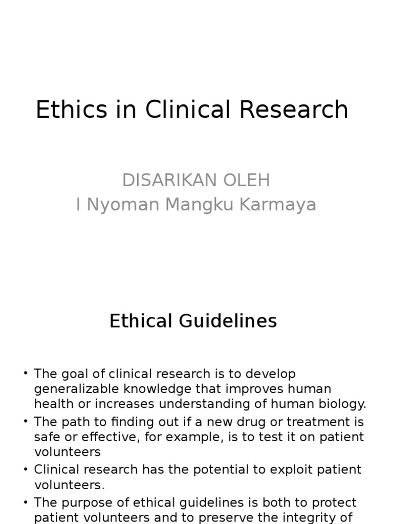 Protecting Patient Volunteers and Preserving Scientific Integrity: An ...