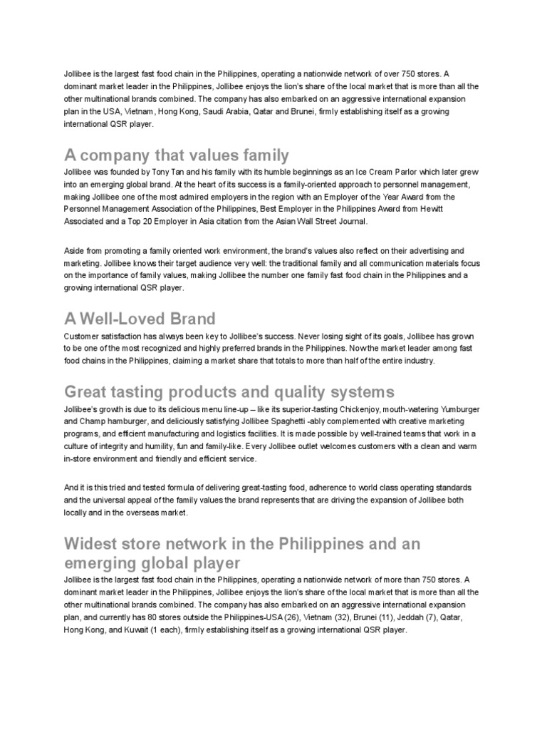 JOLLIBEE | PDF | Fast Food Restaurants | Brand