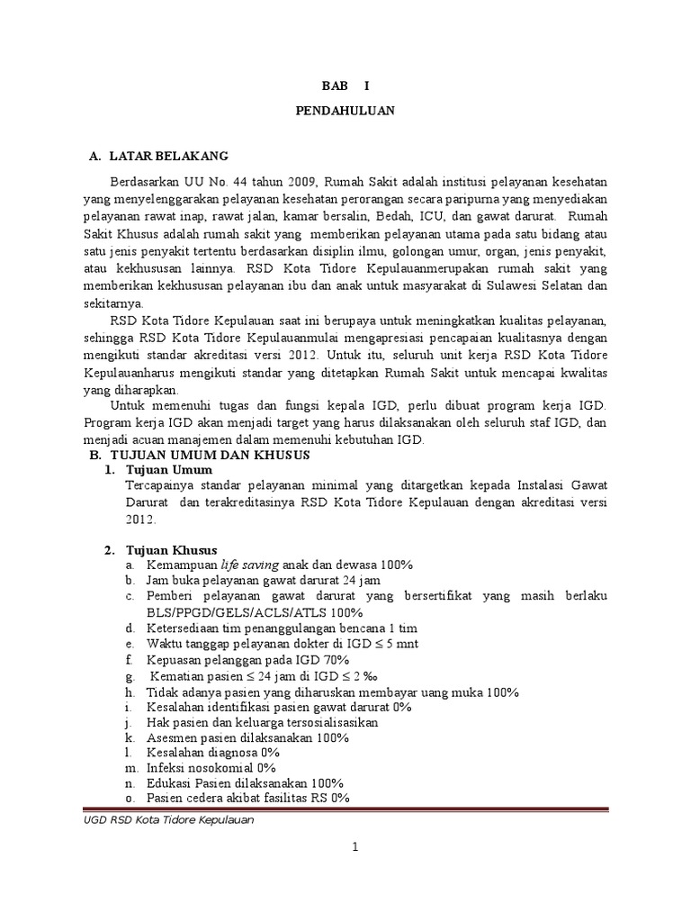 Program Kerja UGD | PDF