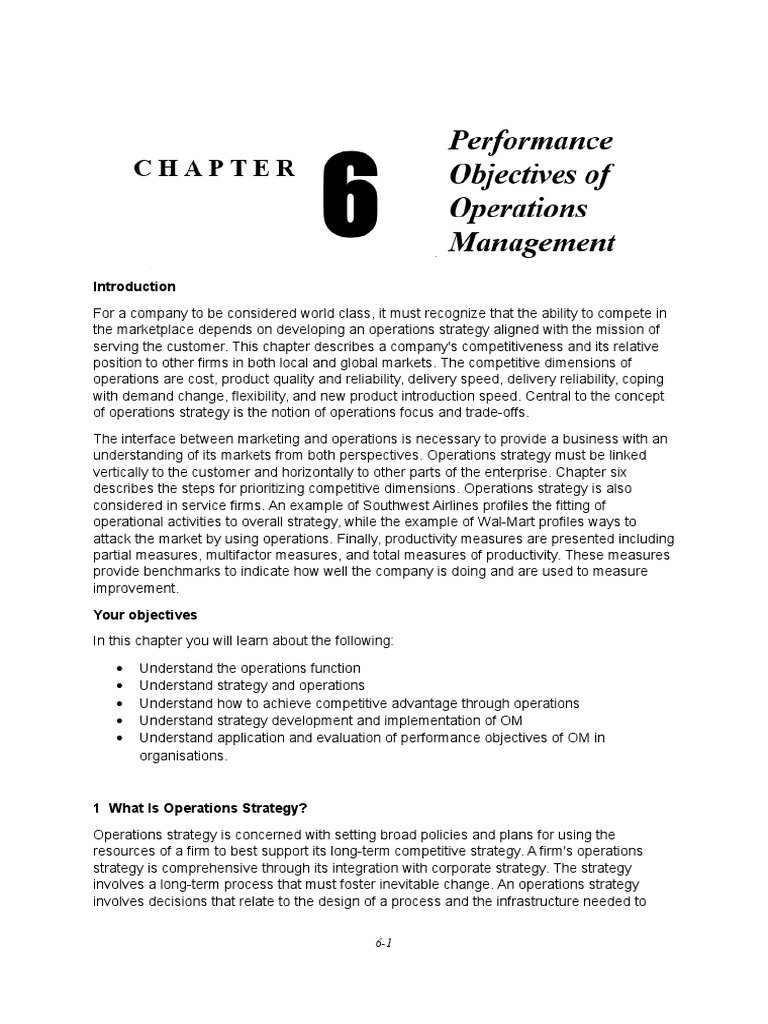 Chapter 6 Performance Objectives of Operations Management | PDF ...