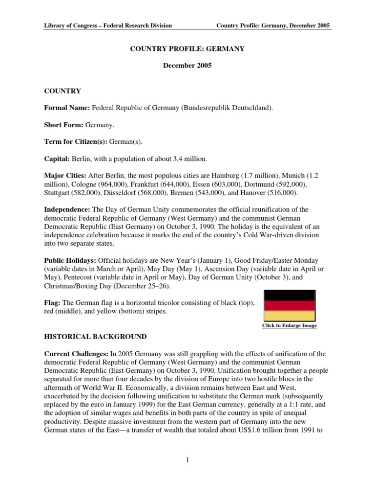 Library of Congress - Federal Research Division Country Profile ...