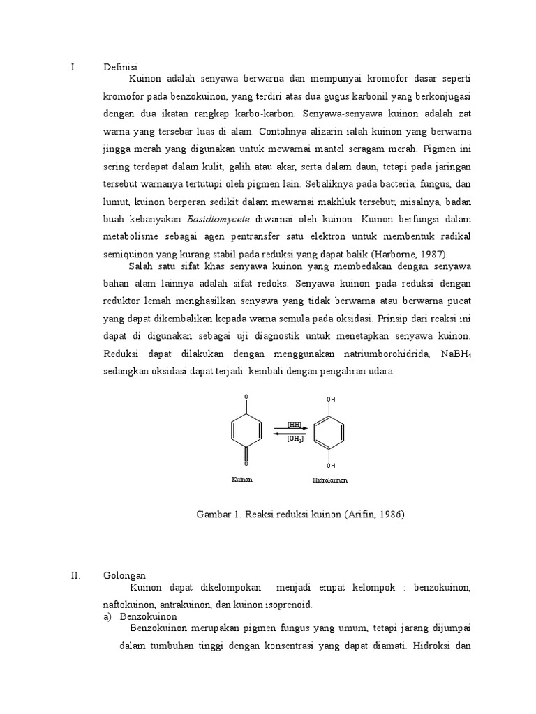 Klasifikasi dan Definisi Kuinon | PDF