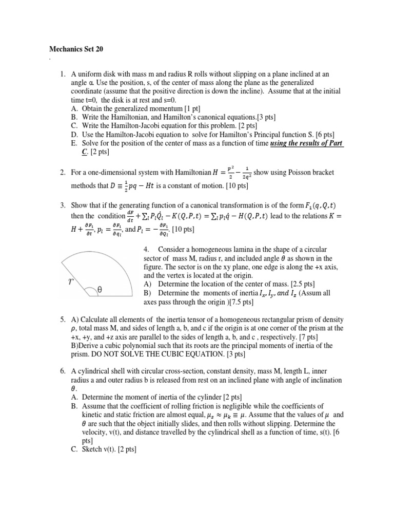 Mechanics Problem Set - 20 | PDF