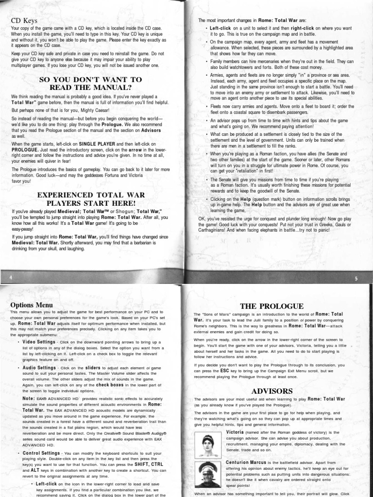 Rome Total War - Manual (English) PDF | PDF | Ambush | Fortification