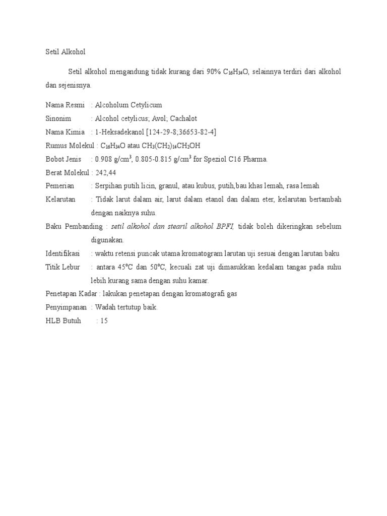 Setil Alkohol | PDF