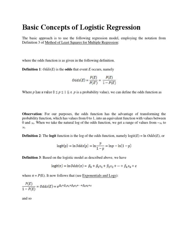 Basic Concepts of Logistic Regression | Download Free PDF | Logistic Regression | Regression ...
