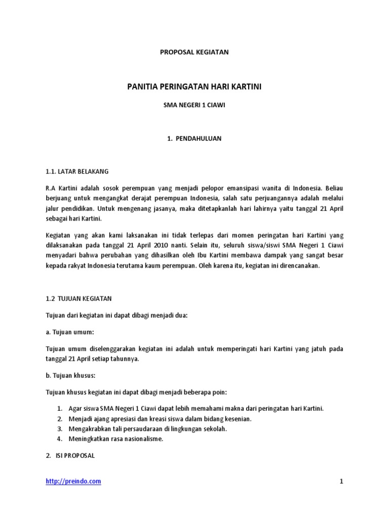 Contoh Proposal Hari Kartini | PDF