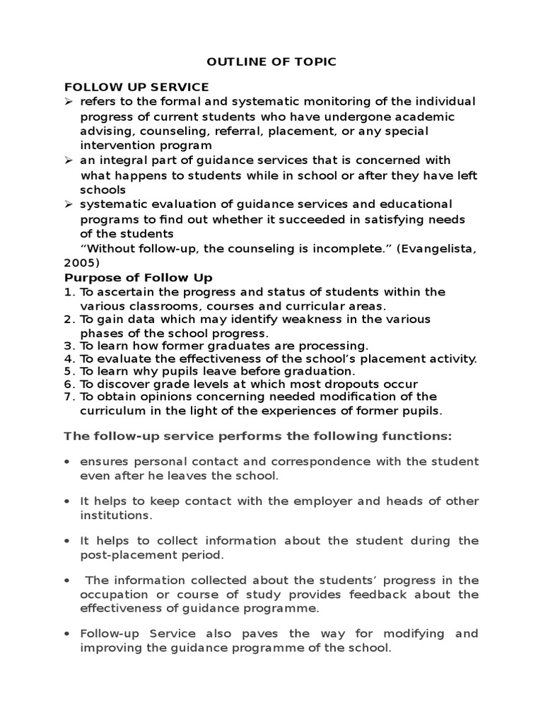 FOLLOW UP and PLACEMENT SERVICE | PDF | Vocational Education | Curriculum