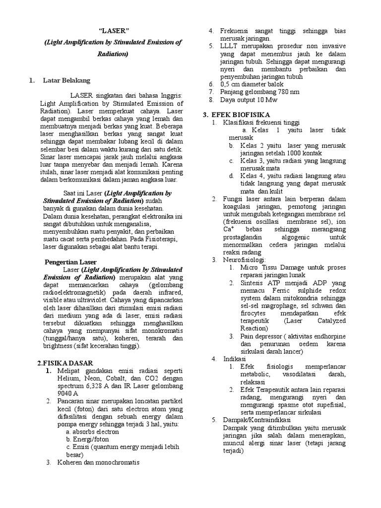 Laser dalam Fisioterapi | PDF