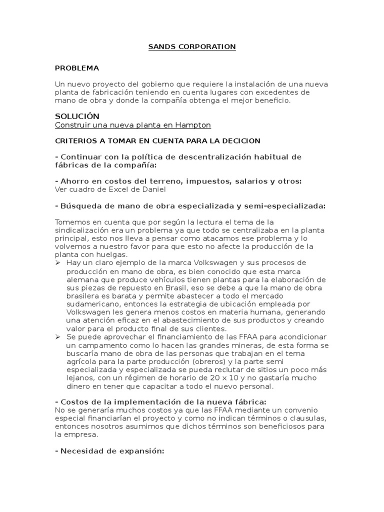 Sands Corporation Carlos R. | PDF | Volkswagen | Mercado (economía)
