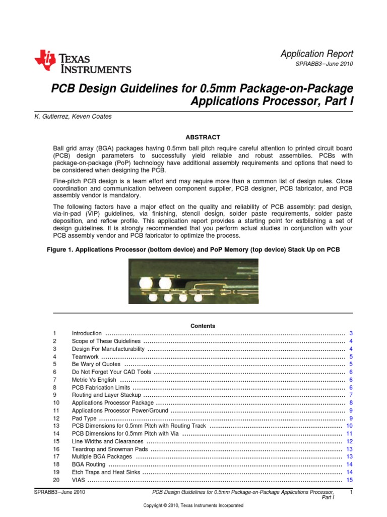 TI - PCB Design Guidelines For 0.5mm Package-On-Package | PDF | Printed ...