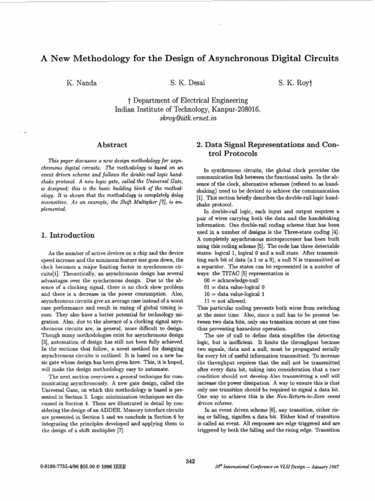 A New Methodology The Design of Asynchronous Digital Circuits | PDF ...