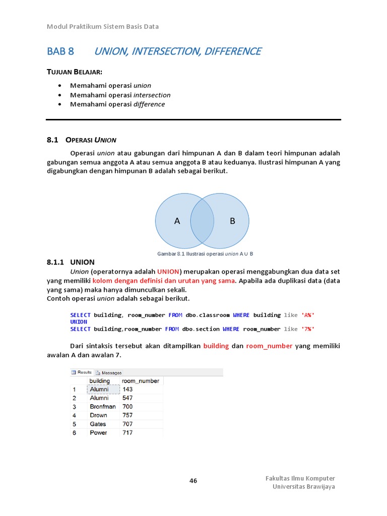 Bab 8 - Union, Intersection, Difference | PDF