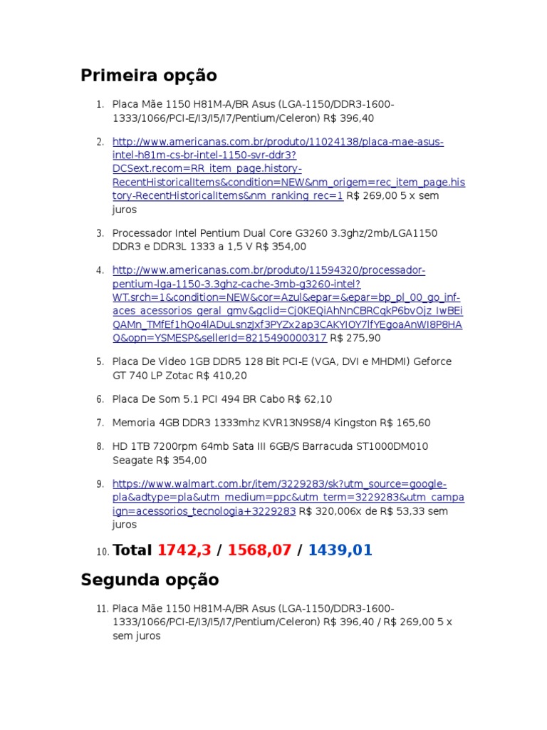 Primeira Opção: Total | PDF