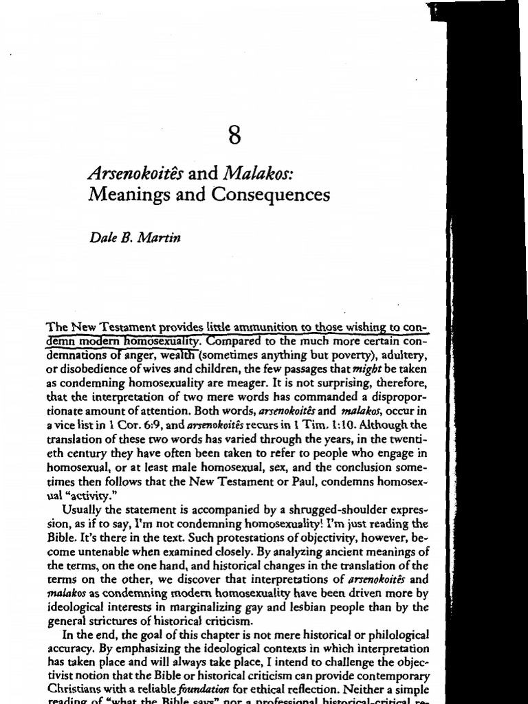 Arsenokoites and Malakos - Meanings and Consequences | PDF