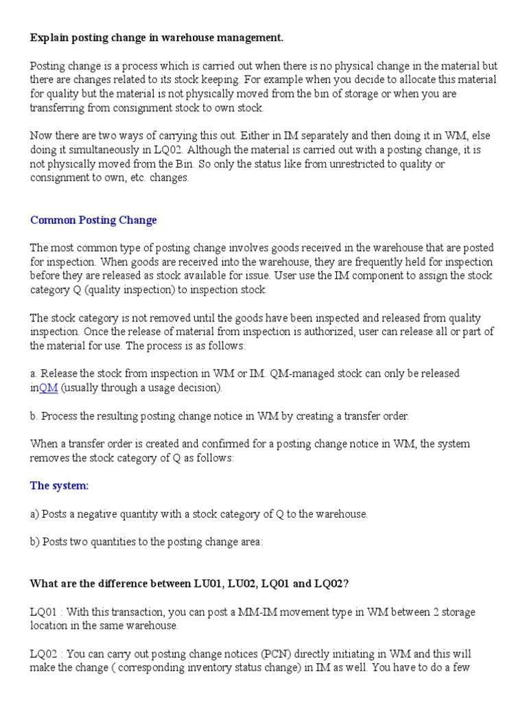 WM-QM Interface - Erp SCM - SCN Wiki | PDF