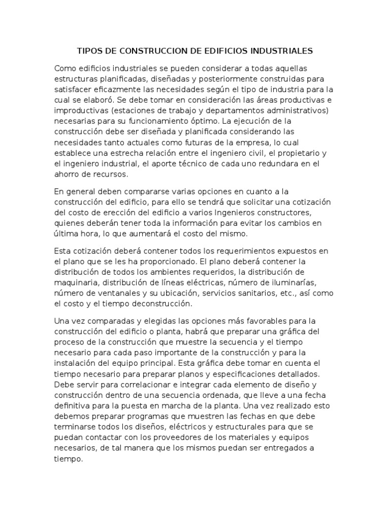 Tipos De Construcción De Edificios Industriales Pdf Pintar Acero