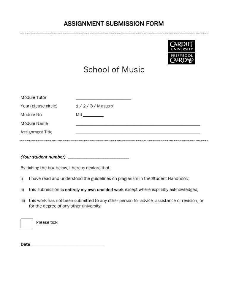 Music Assignment Submission Form | PDF