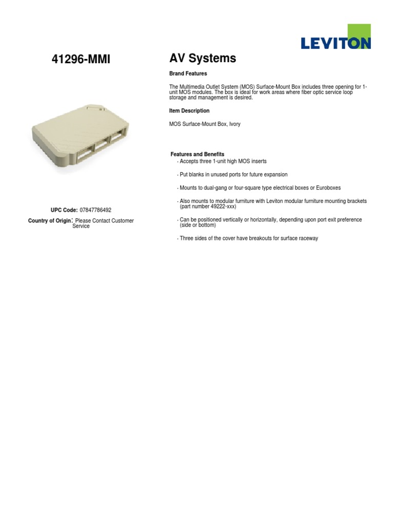 Product Spec or Info Sheet - 41296-MMI | PDF
