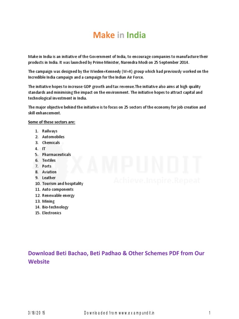 "Make in India: Boosting Manufacturing" | PDF | Business | Finance ...
