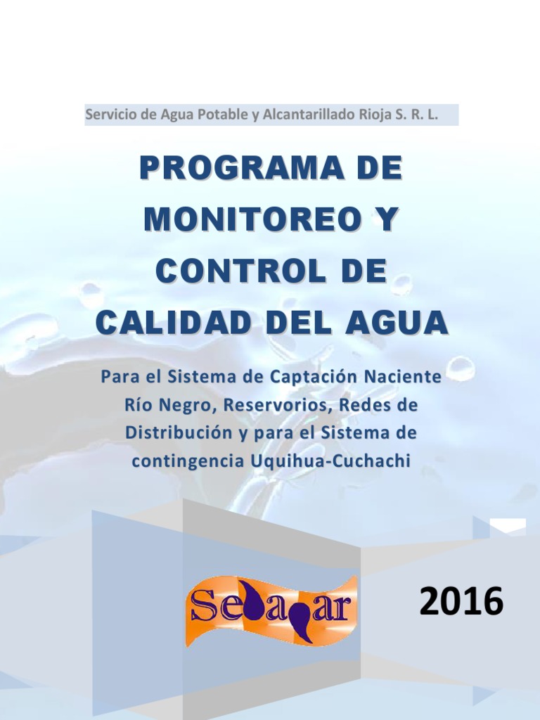 Programa de Monitoreo y Control de Calidad Del Agua 2016 | Agua potable | Calidad del agua