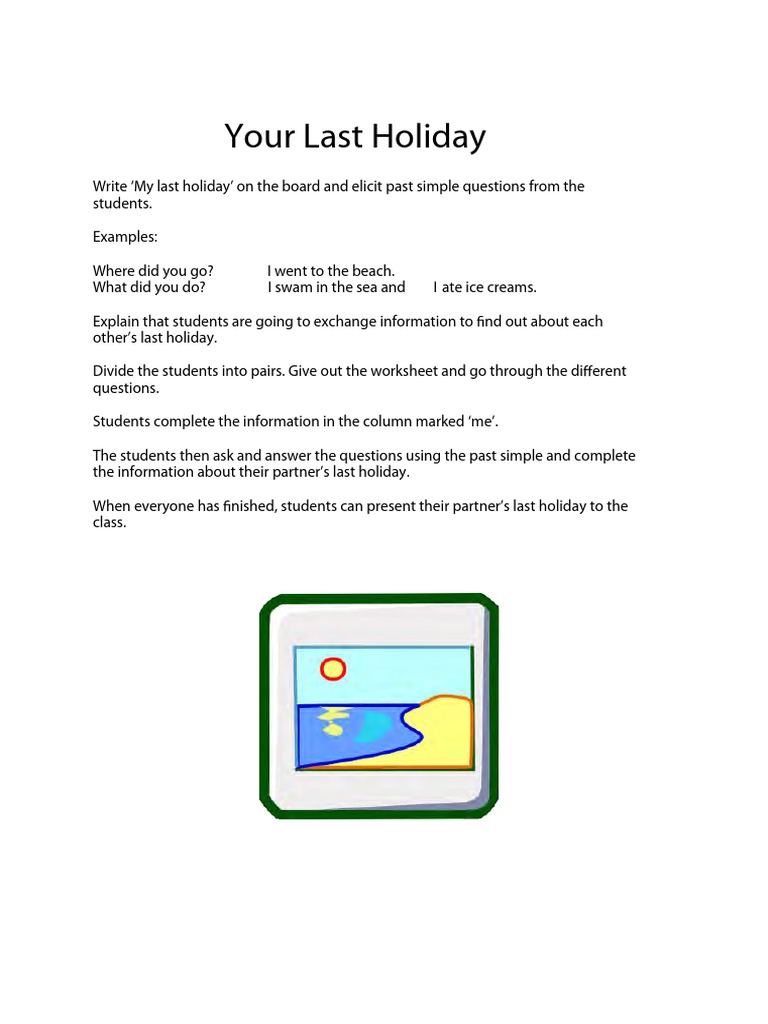 Your Last Holiday (Past Simple) | PDF