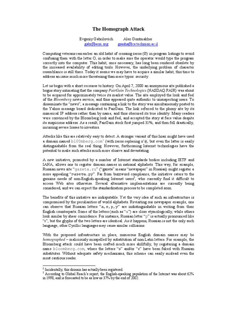 The Homograph Attack | PDF | Domain Name | Internet