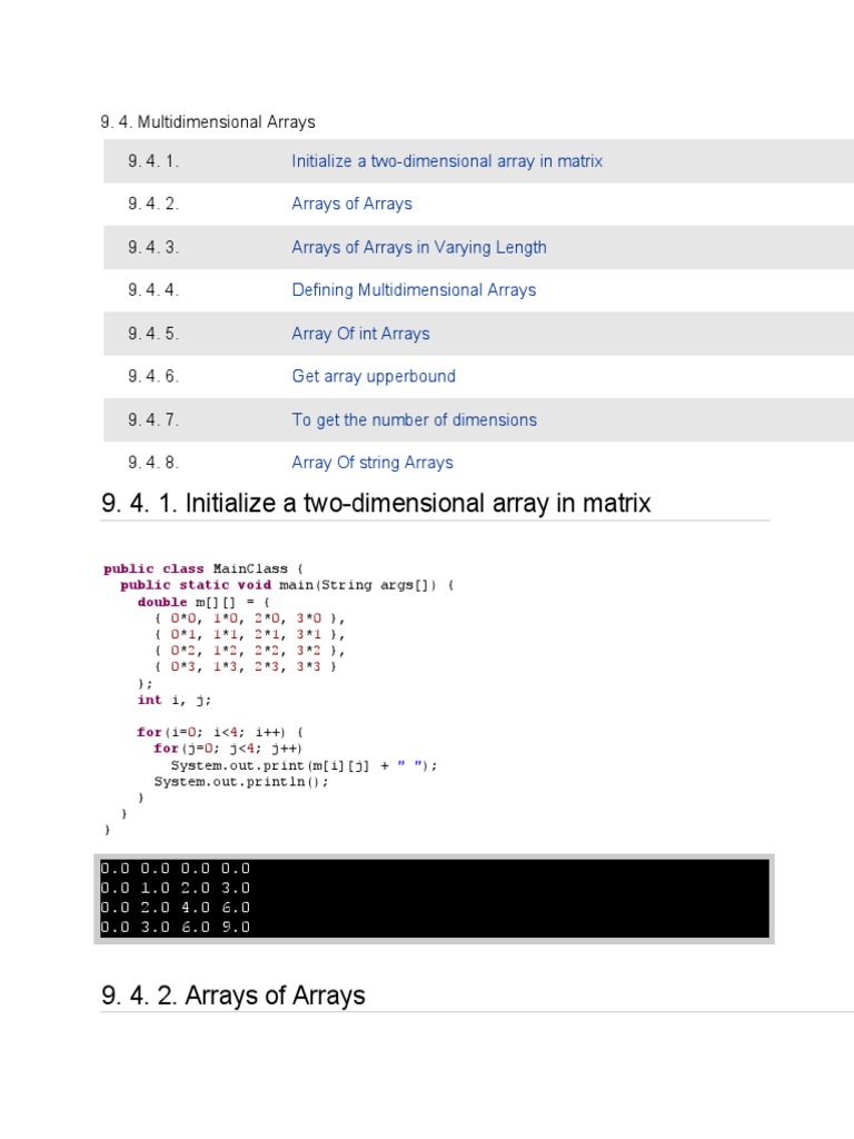 Initialize A Two Dimensional Array In Matrix Pdf Disclaimer Matrix Mathematics