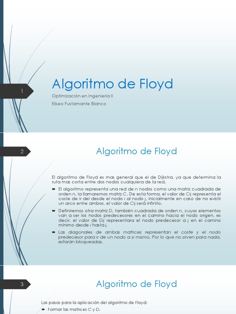 Algoritmo de Floyd | PDF | Matriz (Matemáticas) | Matemáticas Aplicadas