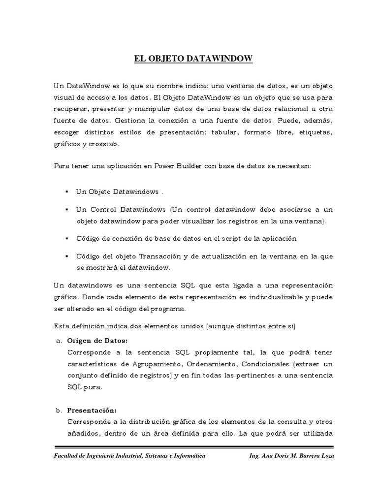 Introducción al Objeto DataWindow en PowerBuilder | PDF | SQL | Tabla ...