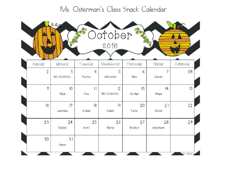 Snack Calendar | PDF