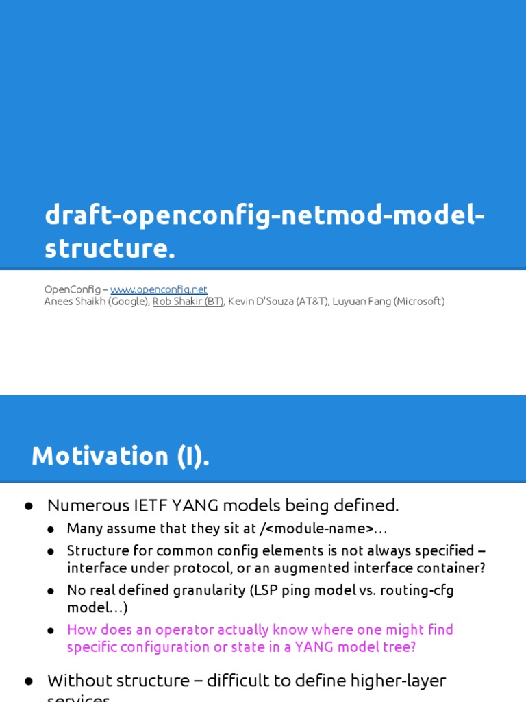 Draft Openconfig Netmod Model Structure | PDF | Communications Protocols | Telecommunications