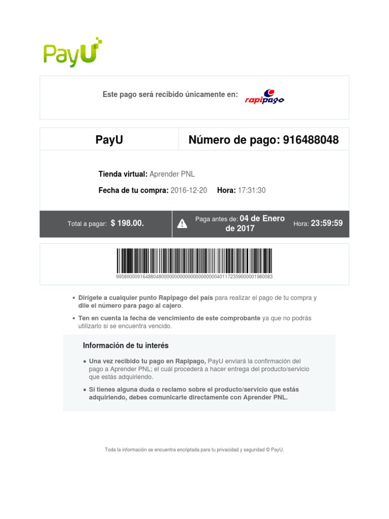 ReciboPago RAPIPAGO 916488048 PDF | PDF