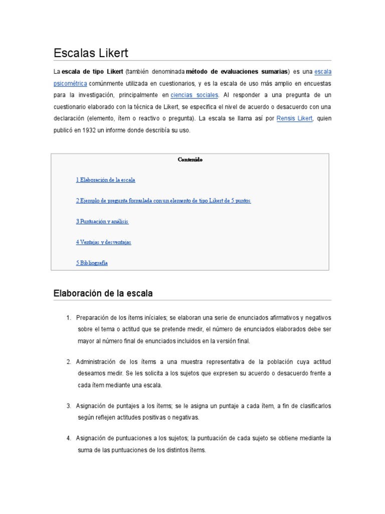 Escalas Likert Y Escalograma de Guttman | Descargar gratis PDF | Escala ...