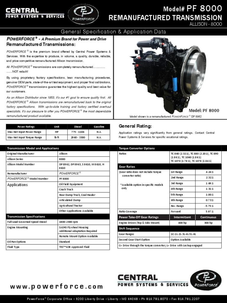 DS PF 8000 | PDF | Transmission (Mechanics) | Gear