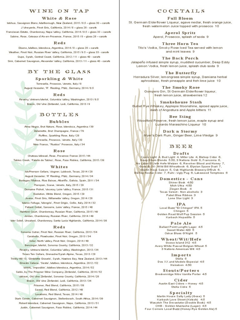 Smoky Rose Dallas Beverages FINAL | PDF