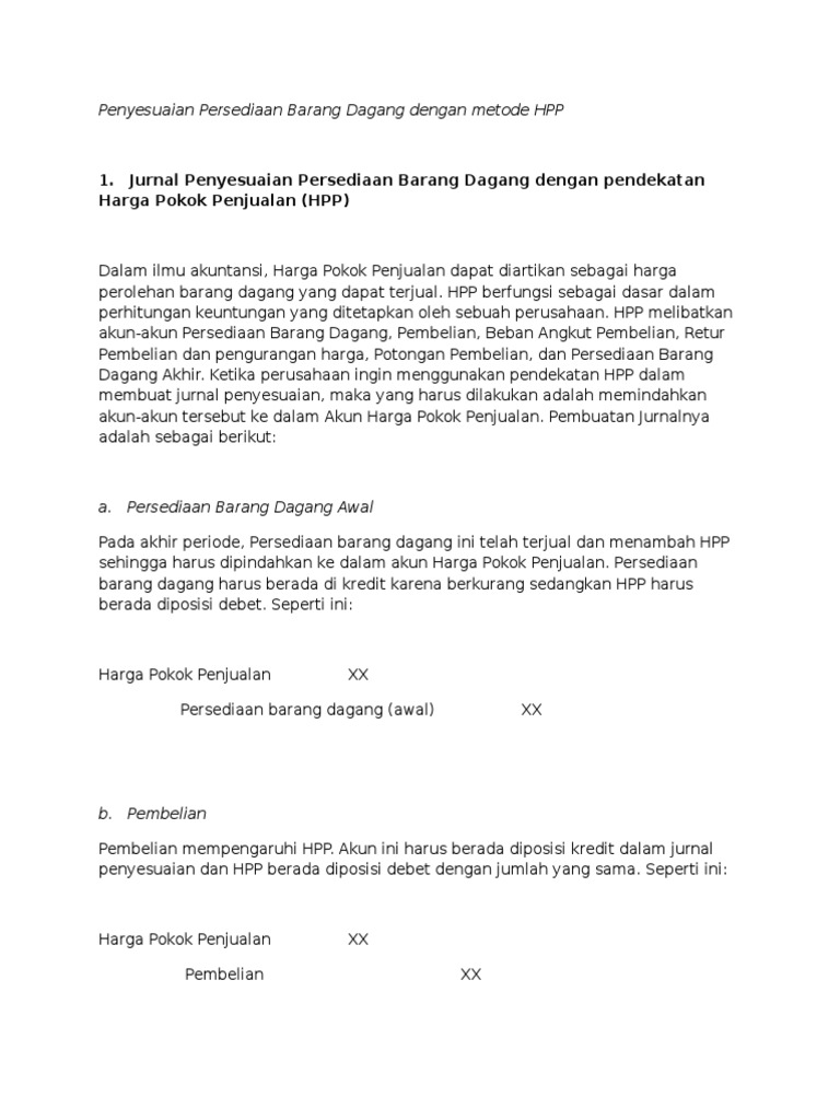 Penyesuaian Persediaan Barang Dagang Dengan Metode HPP | PDF